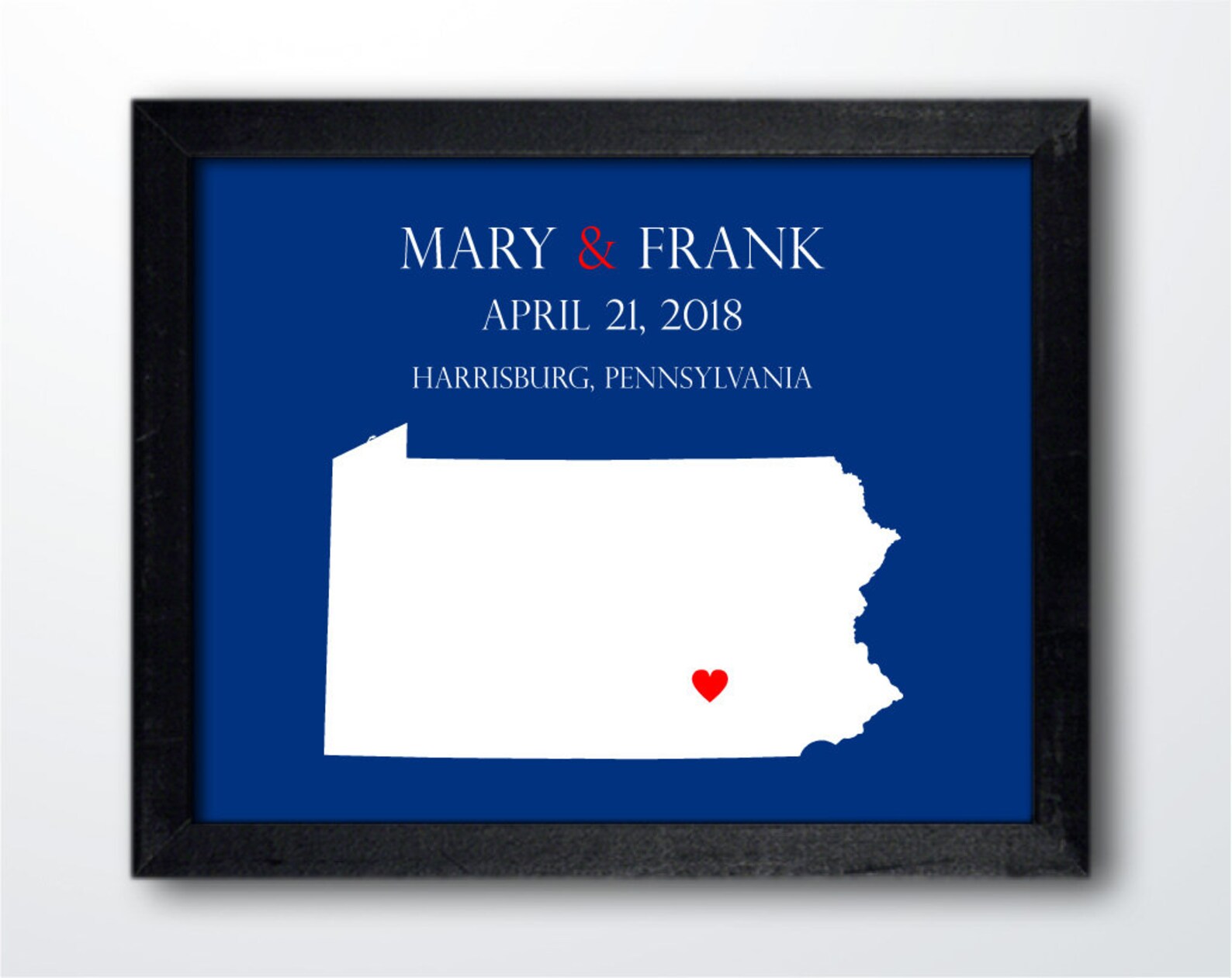 Personalized Pennsylvania Map: Custom Pennsylvania Wedding, Engagement ...