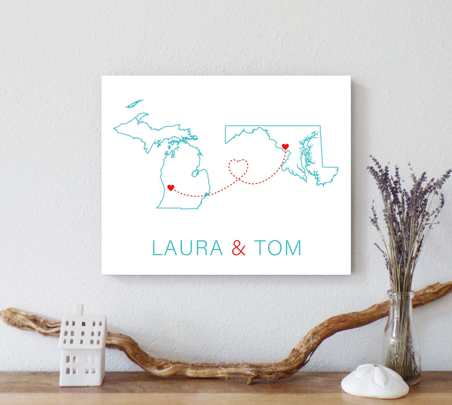 Personalized Long Distance Relationship Gift Print Two | Etsy