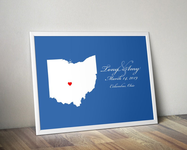 Personalized Ohio Map: Custom Ohio Wedding Engagement Gift - Etsy