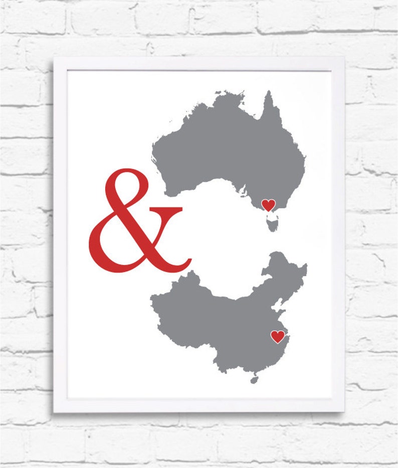 Custom Two Countries Print Engagement Gift Wedding Gift - Etsy