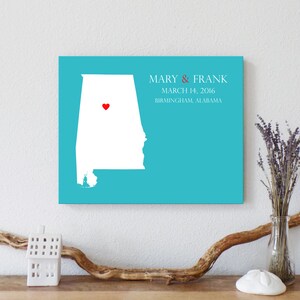 Personalized Alabama Map: Custom Alabama Wedding, Engagement Gift ...