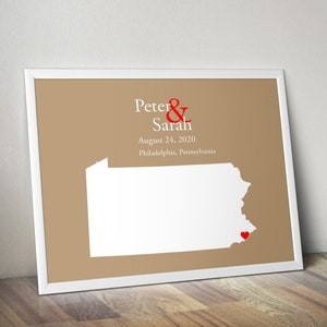 Personalized Pennsylvania Map: Custom Pennsylvania Wedding, Engagement ...