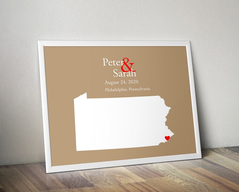 Personalized Pennsylvania Map: Custom Pennsylvania Wedding, Engagement ...