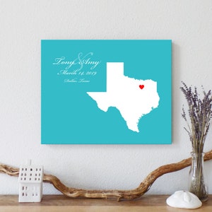 Personalized Texas Map: Custom Texas Wedding, Engagement Gift, Wedding ...