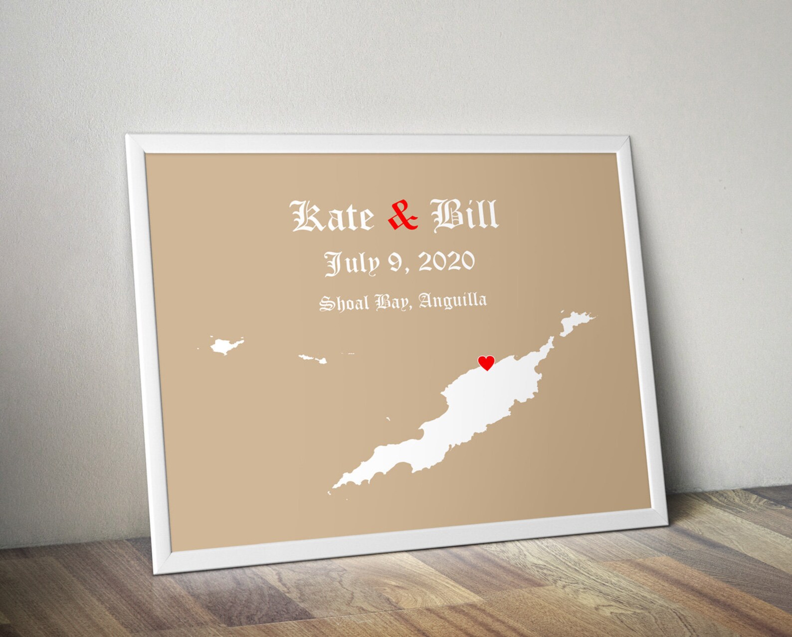 Personalized Anguilla Map: Custom Anguilla Wedding, Engagement Gift ...