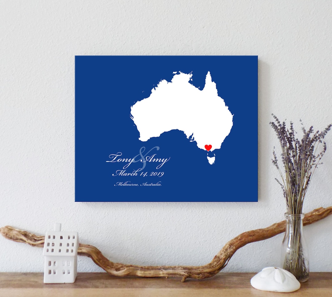 Personalized Australia Map: Custom Australia Wedding, Engagement Gift ...