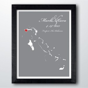 Personalized Bahamas Map: Custom Bahamas Wedding, Engagement Gift ...
