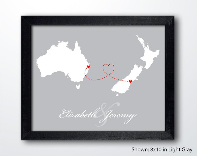 Two Countries Map With Love Trails Engagement Gift Wedding - Etsy