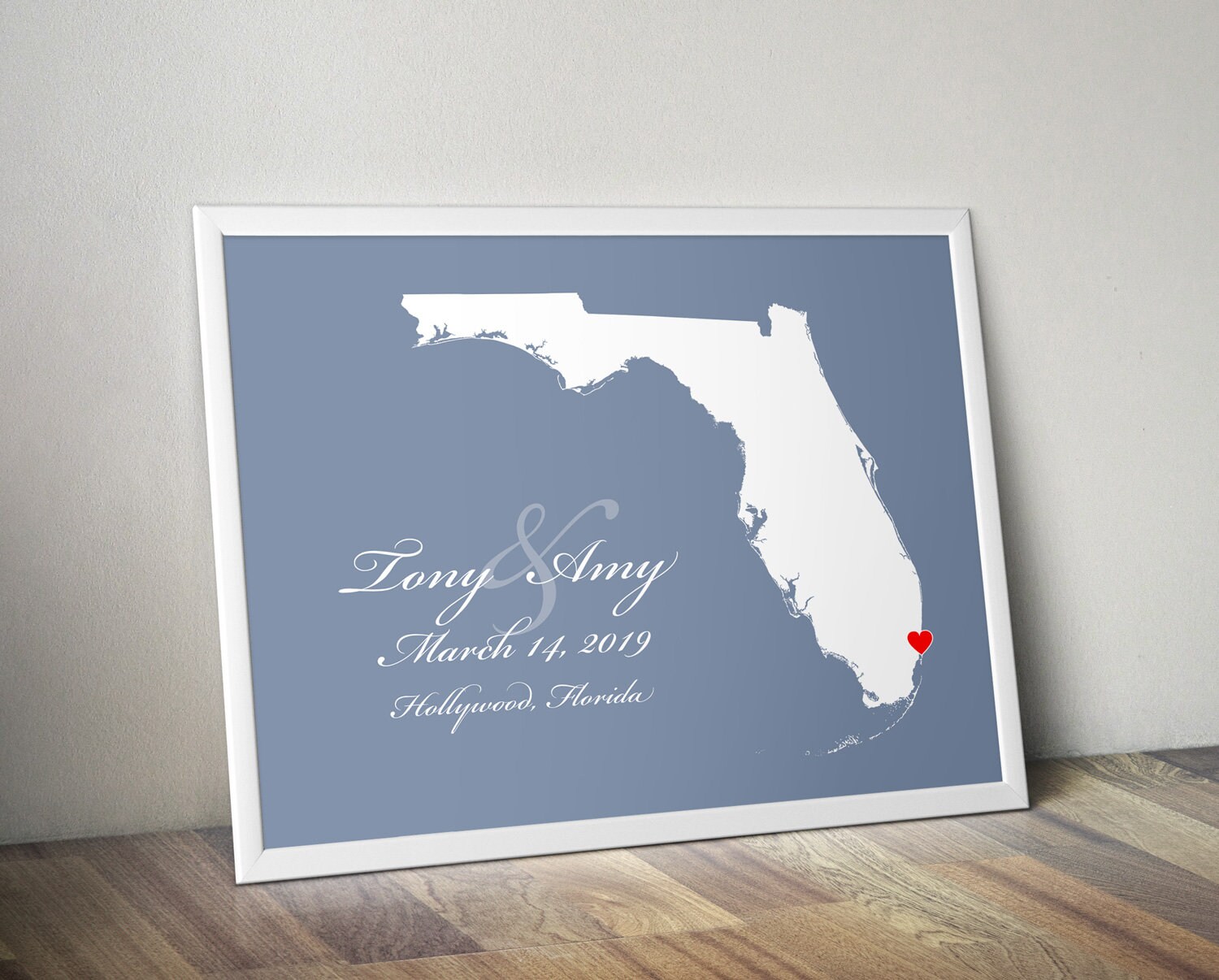 Personalized Florida Map: Custom Florida Wedding, Engagement Gift ...