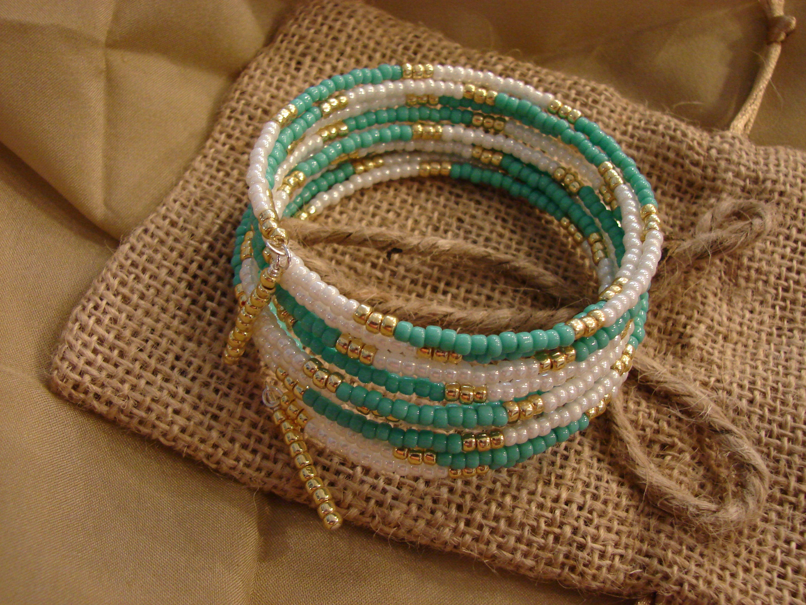 Azure Gold: 10-coil Memory Wire Bracelet - Etsy