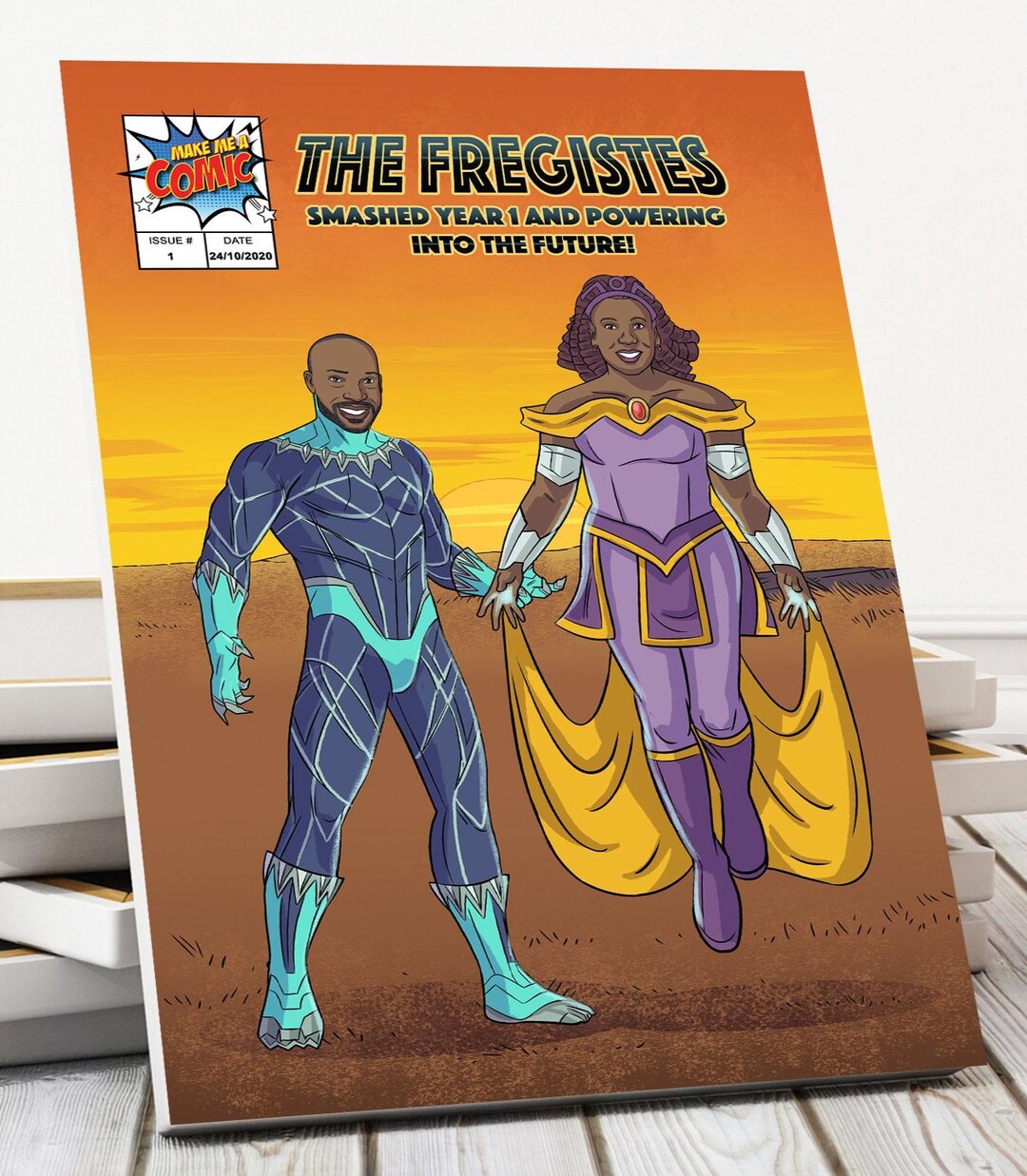 Personalized Superhero Couple Comic Cover – Custom Nerdy Anniversary ...