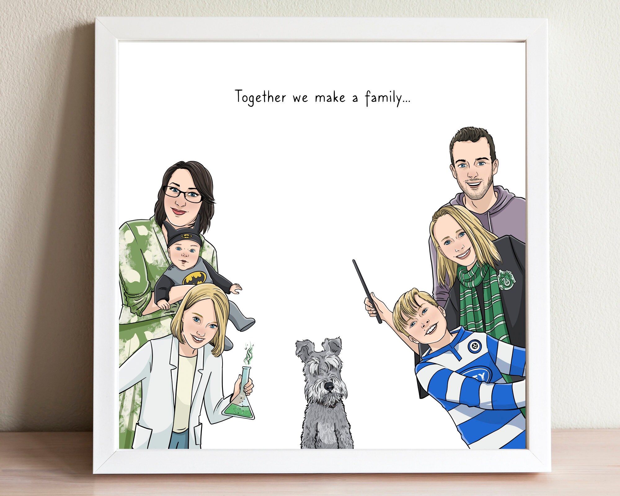 Digital Art & Canvas Print Cartoon Family Portrait Illustration ...