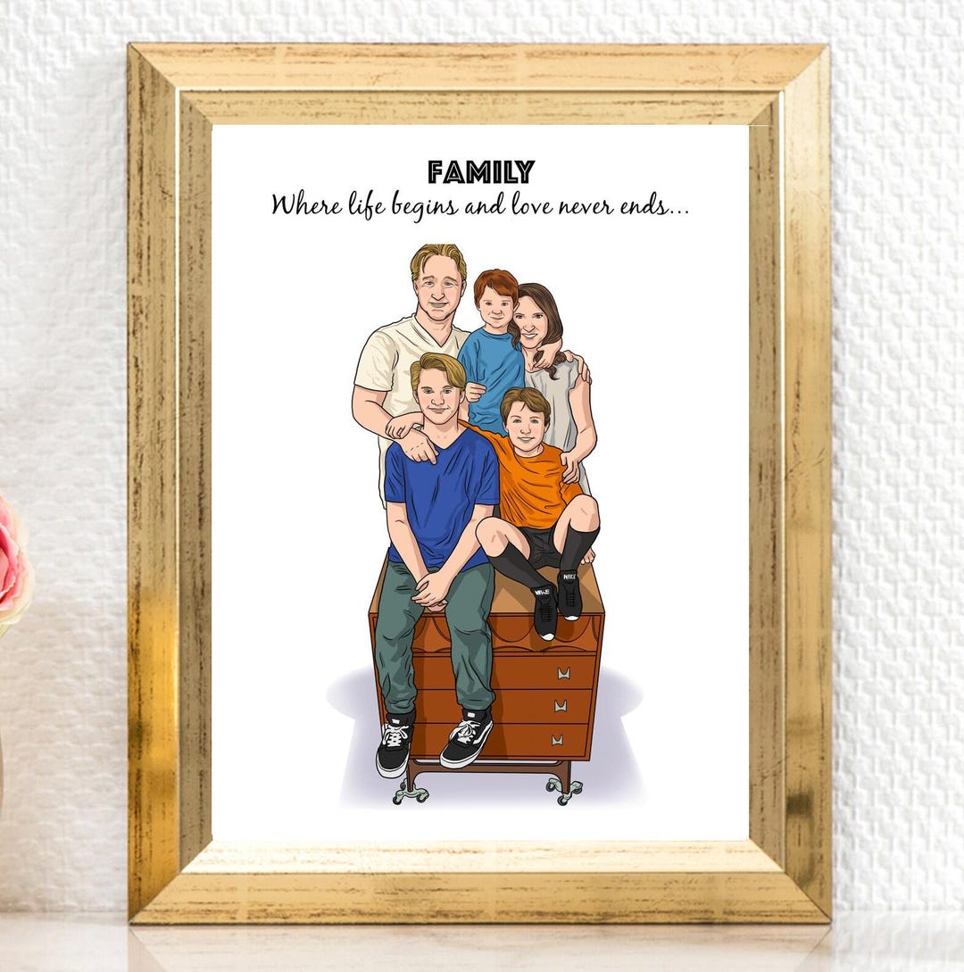 Personalized Family Portrait Drawing, Custom Digital Art - Etsy