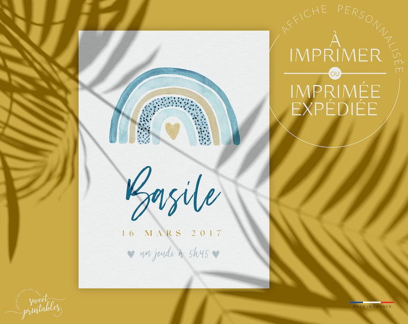 Affiche Arc en ciel Naissance ou Prénom à personnaliser pour - Etsy France