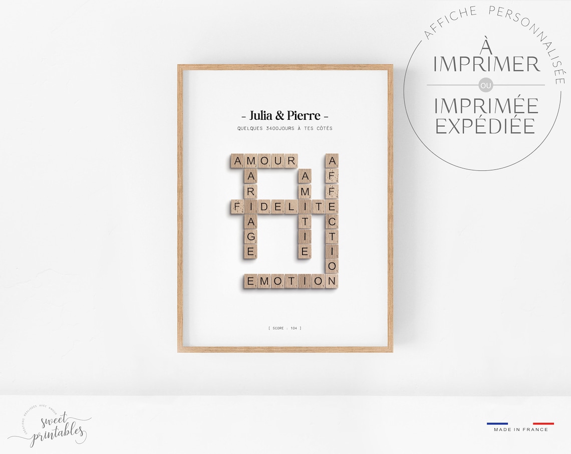 100% Personalized Crossword Scrabble Poster Ideal for - Etsy