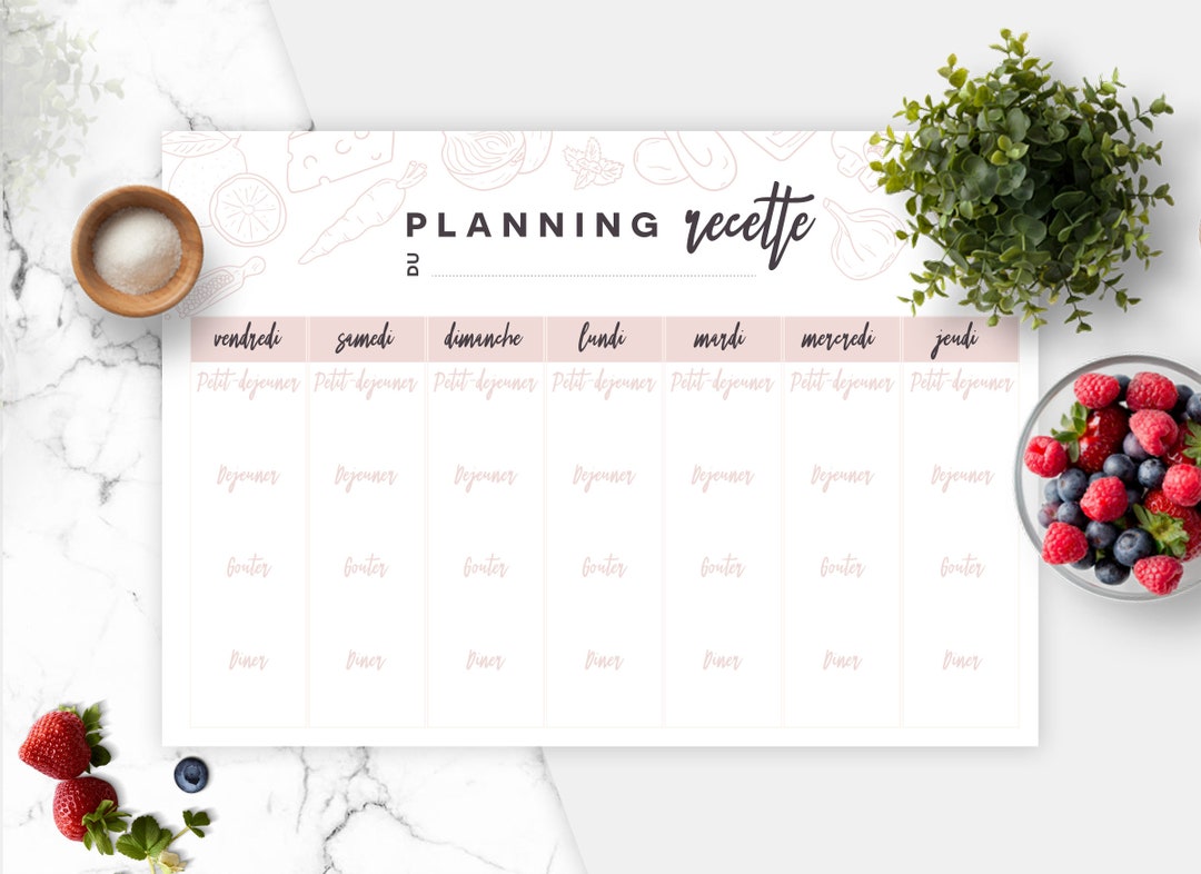Planning de recettes à la semaine - Etsy France