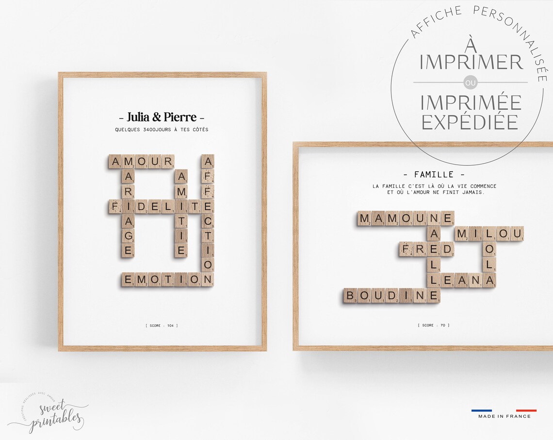 Affiche mots mêlés type scrabble mots croisés Idéal - Etsy France