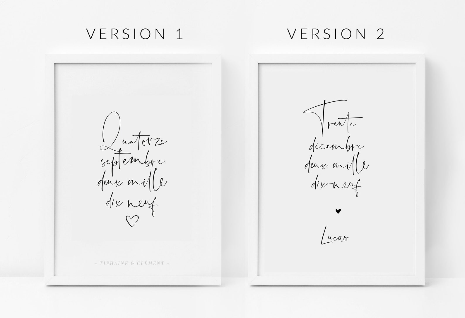 Affiche Date calligraphiée légère - Affiche Couple, date mariage ...