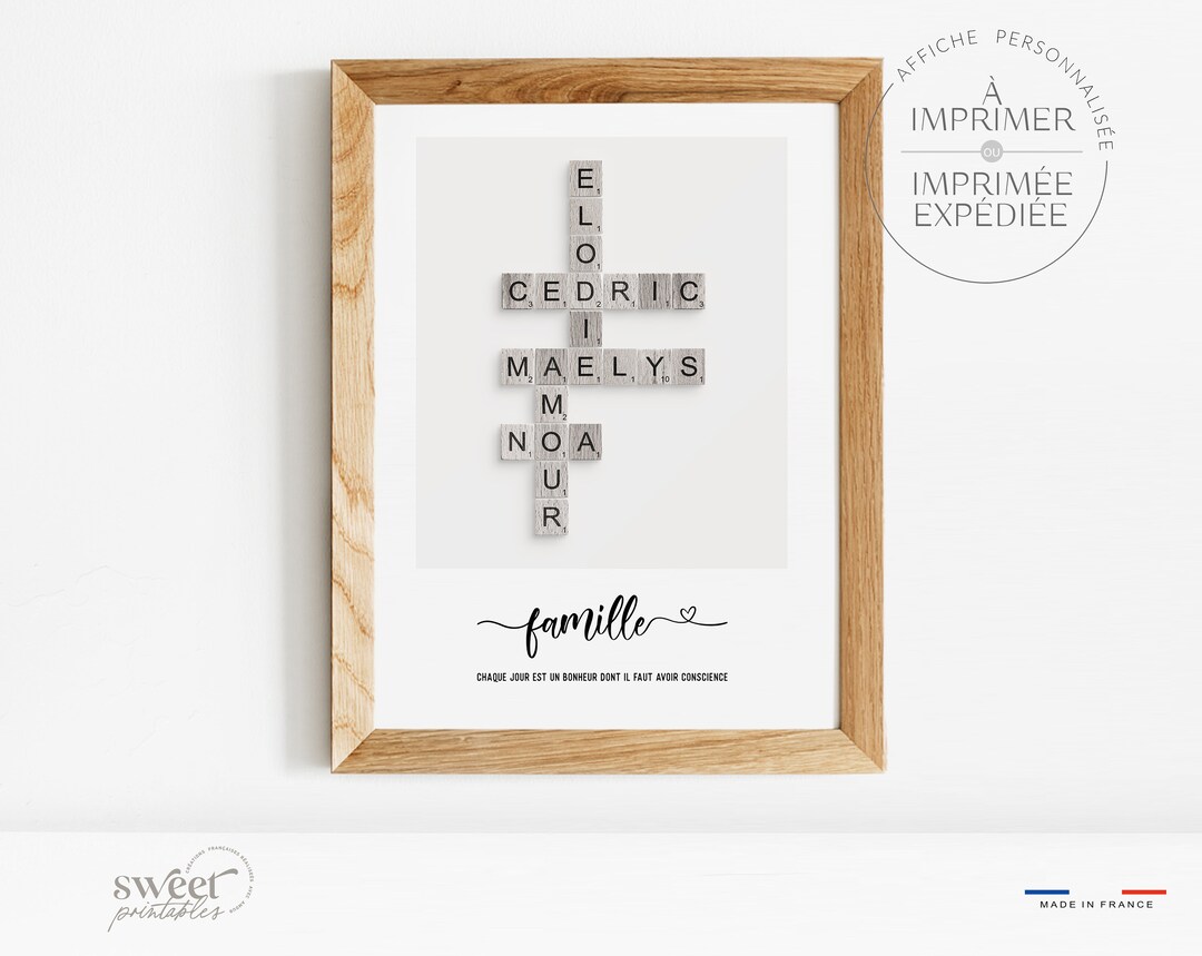 Affiche mots mêlés, type scrabble, mots croisés - Idéal Couple, Famille ...