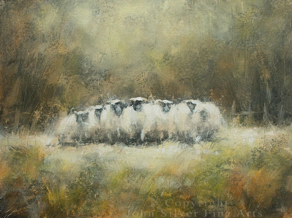 Impressionist Sheep in Landscape Art. the Gang's All - Etsy