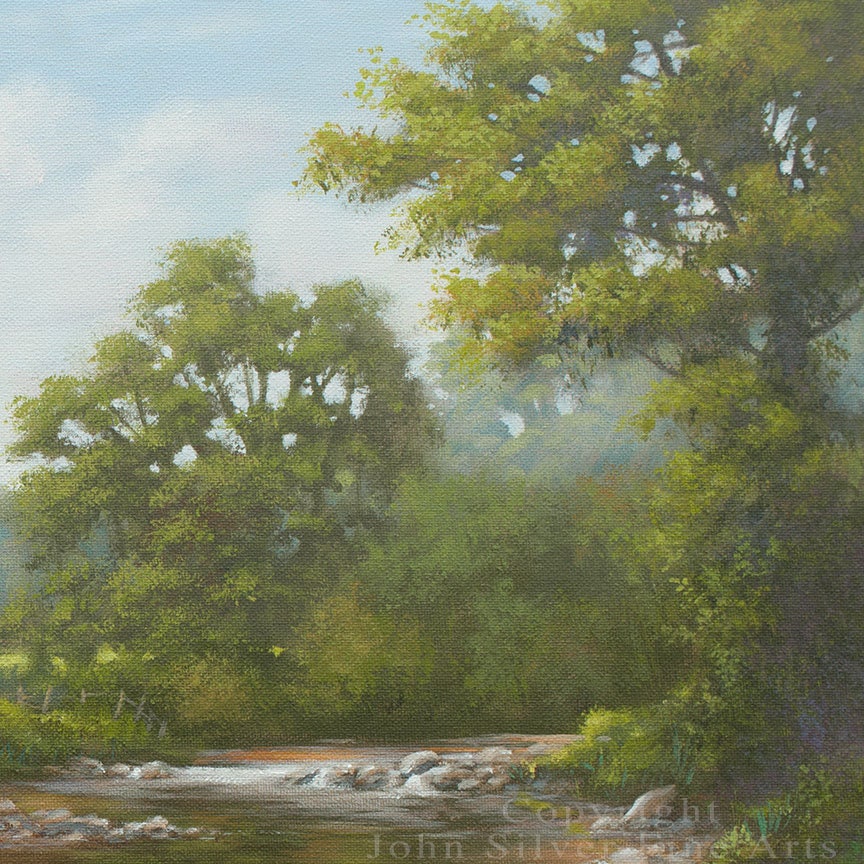 River Scene Detailed Landscape Original Painting by UK Artist JOHN ...