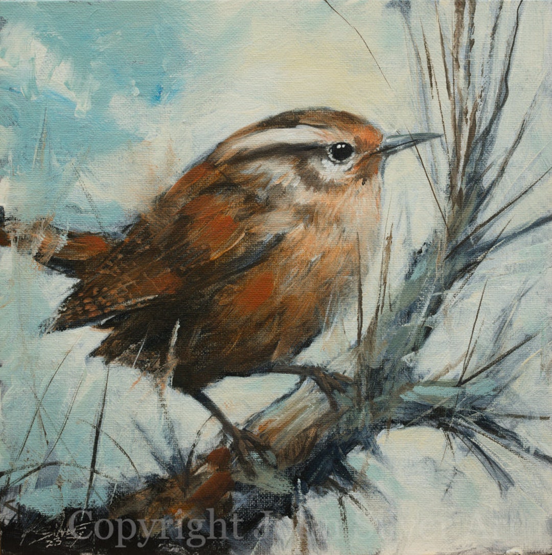 Wren Bird Portrait. Original Painting by UK Artist JOHN - Etsy