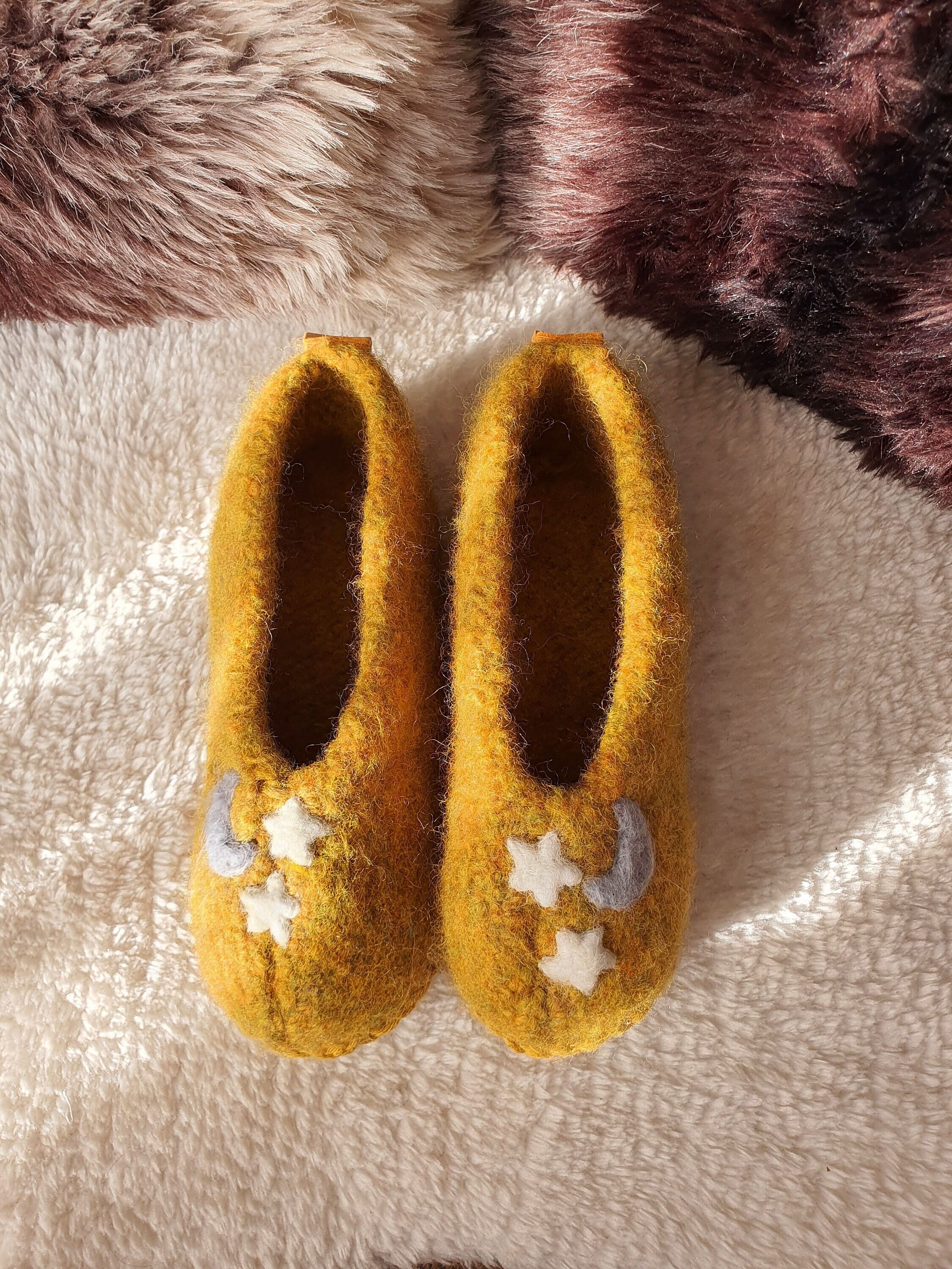 Childrens Moon and Stars Slippers Kids Slippers Wool | Etsy