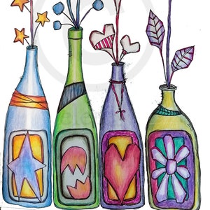Bottle and Things. Images to Print for Card Making, Collage Art, Paper ...