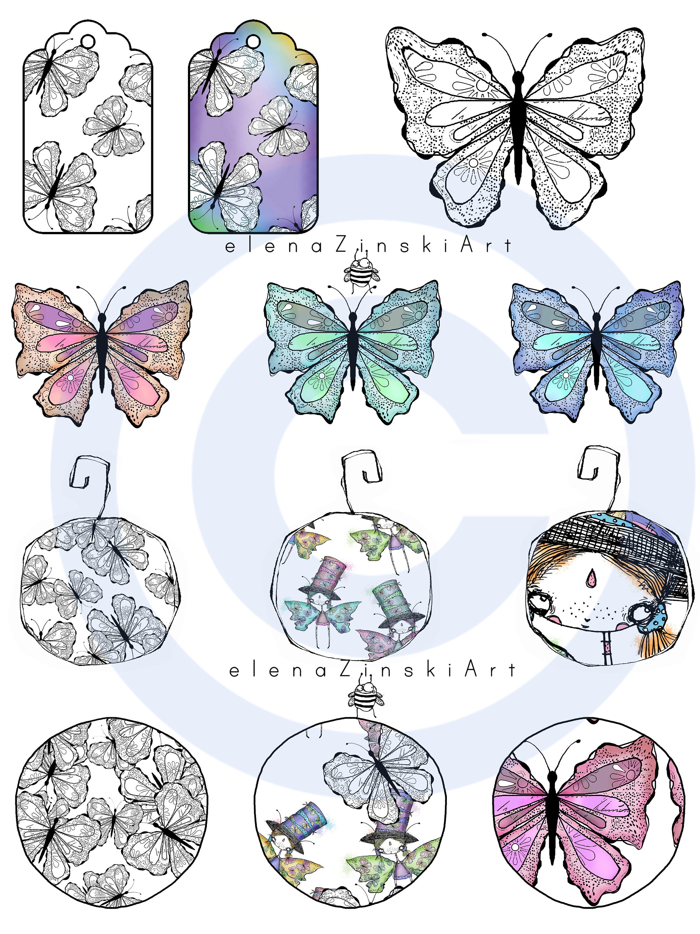 Butterfly Girl Digi Stamp - Etsy