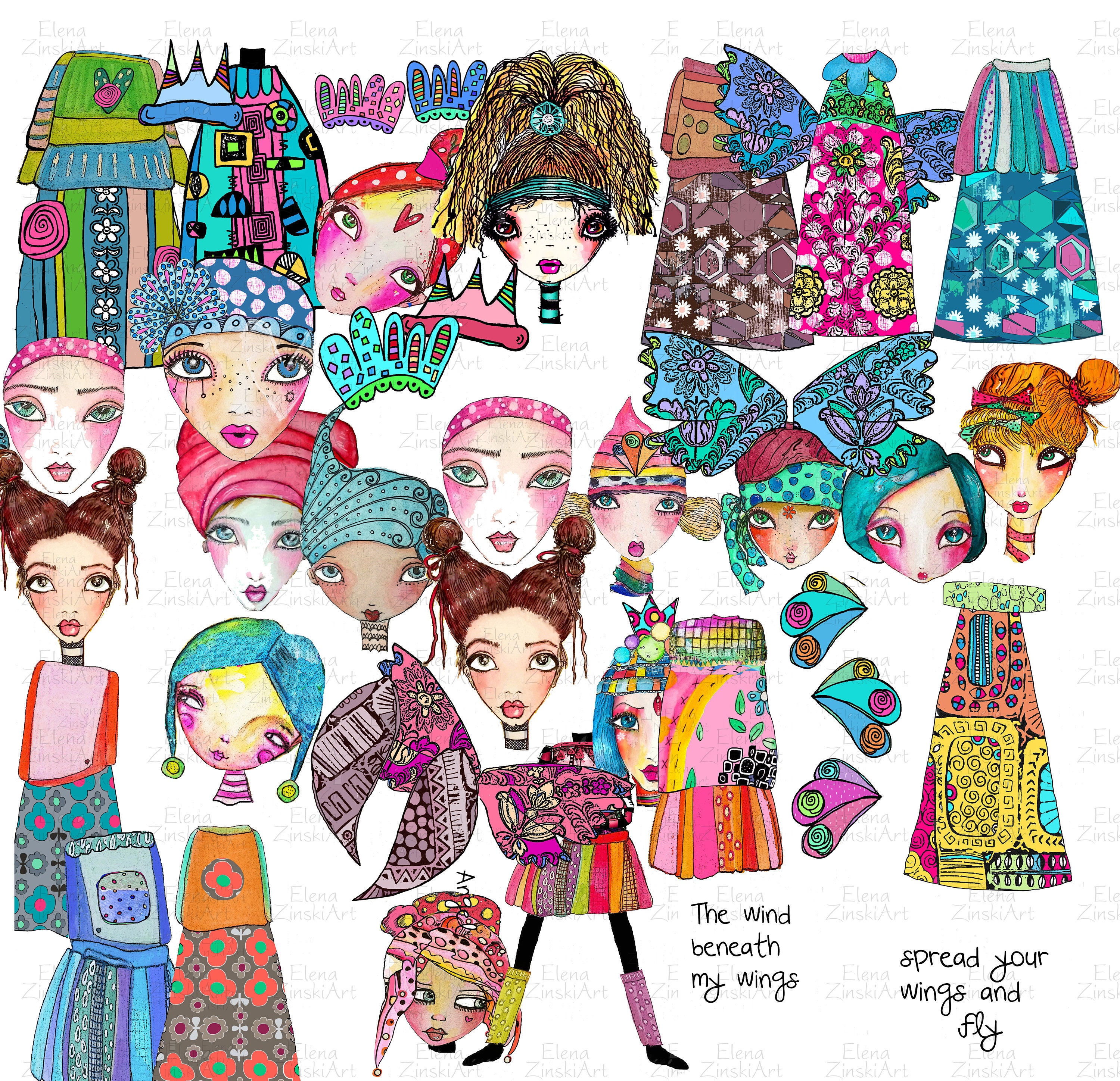 Big Bundle Collage Heads Bodies - Etsy