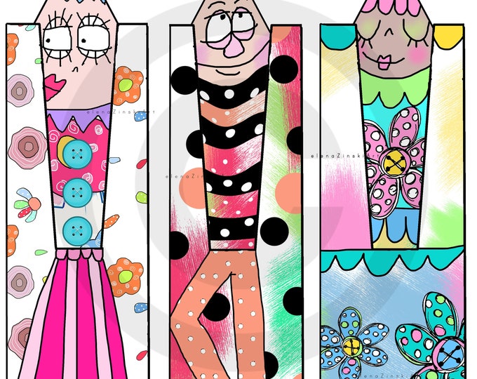 Doodle Girl Digi Stamp - Etsy