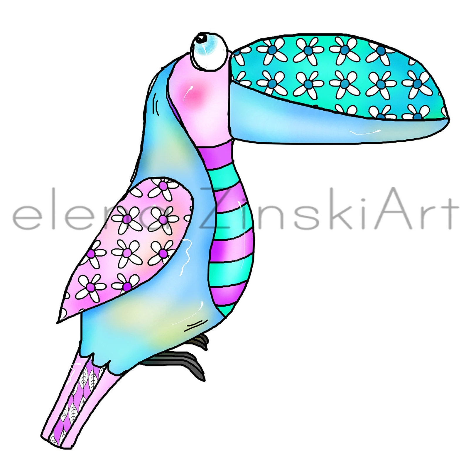 Toucans. 4 x toucan digi stamp set including jpg flowers | Etsy