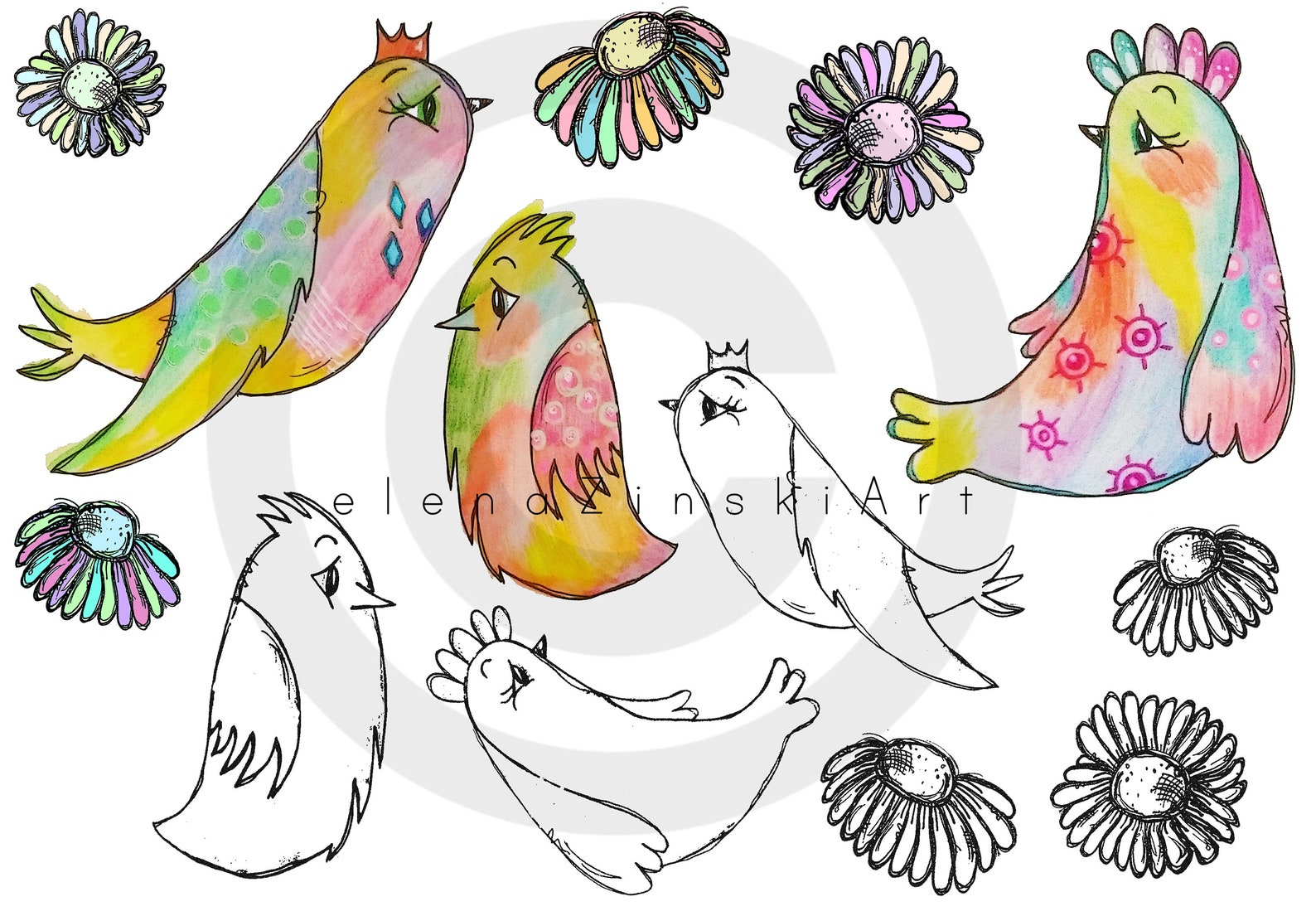 8 Large Collage Birds | Etsy