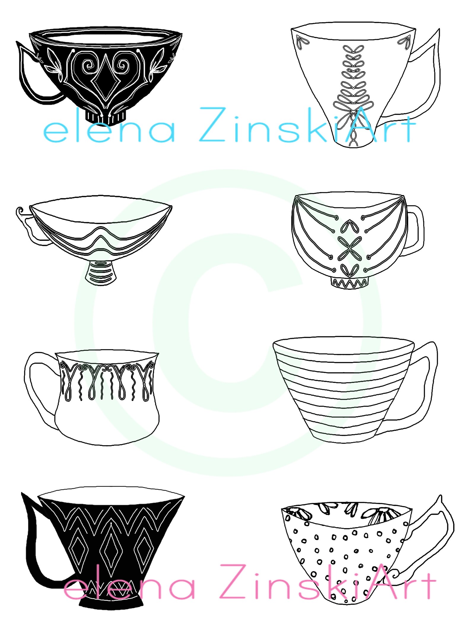 5 X A4 Sheets Cups. to Stack Colour Art Journal or Make - Etsy UK