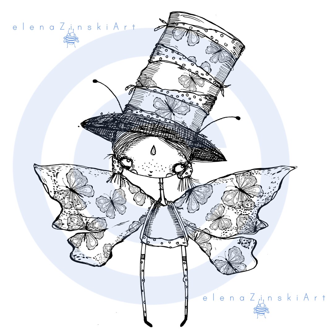 Butterfly Girl Digi Stamp - Etsy