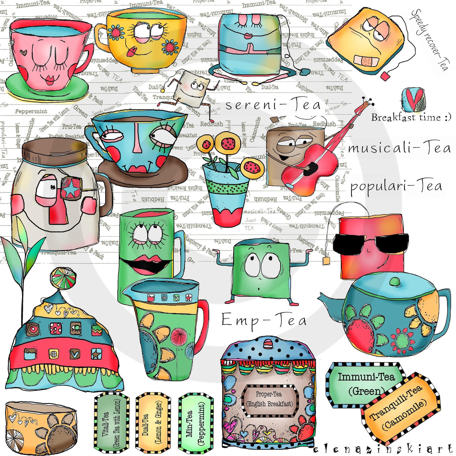 Happy Cups and Tea - Etsy