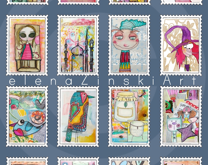117 Quirky Faux Postage Stamps - Etsy