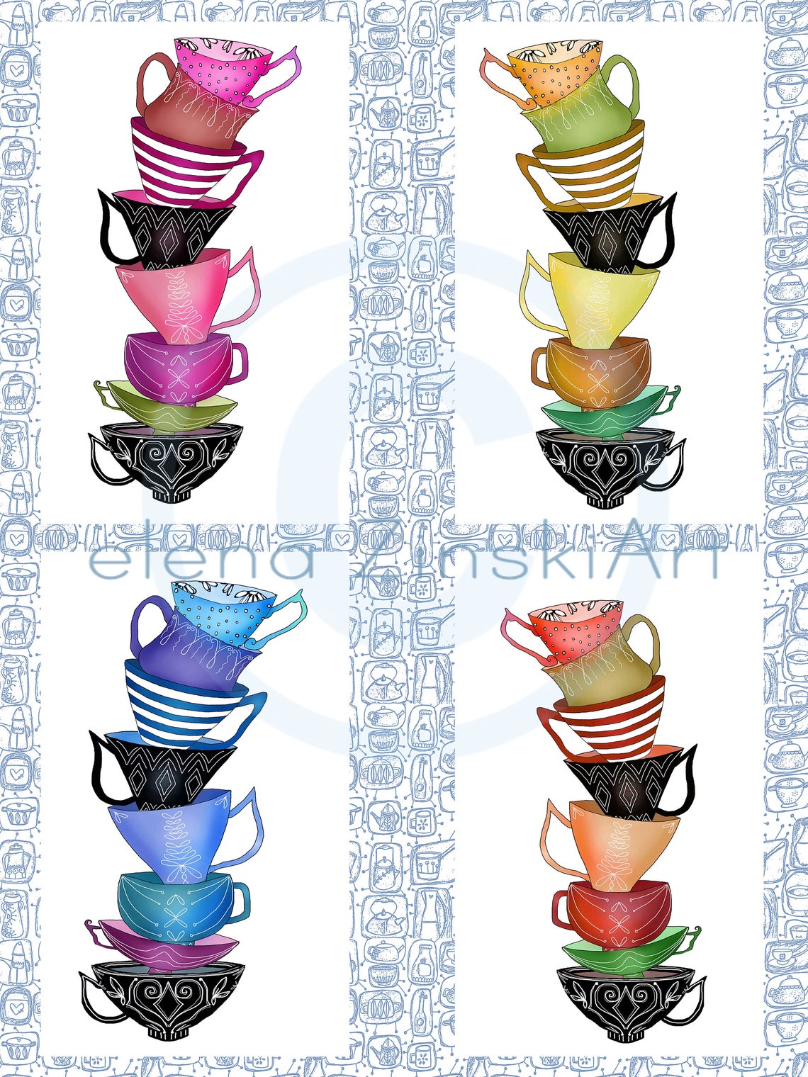 5 X A4 Sheets Cups. to Stack Colour Art Journal or Make | Etsy