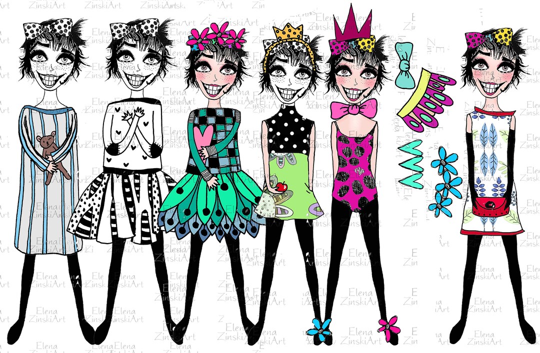 Dotty Paper Doll With Clothes and Accessories (59 Elements in Total) - Etsy