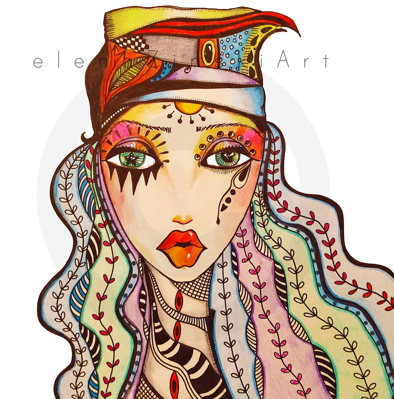 Doodle Girl Digi Stamp | Etsy