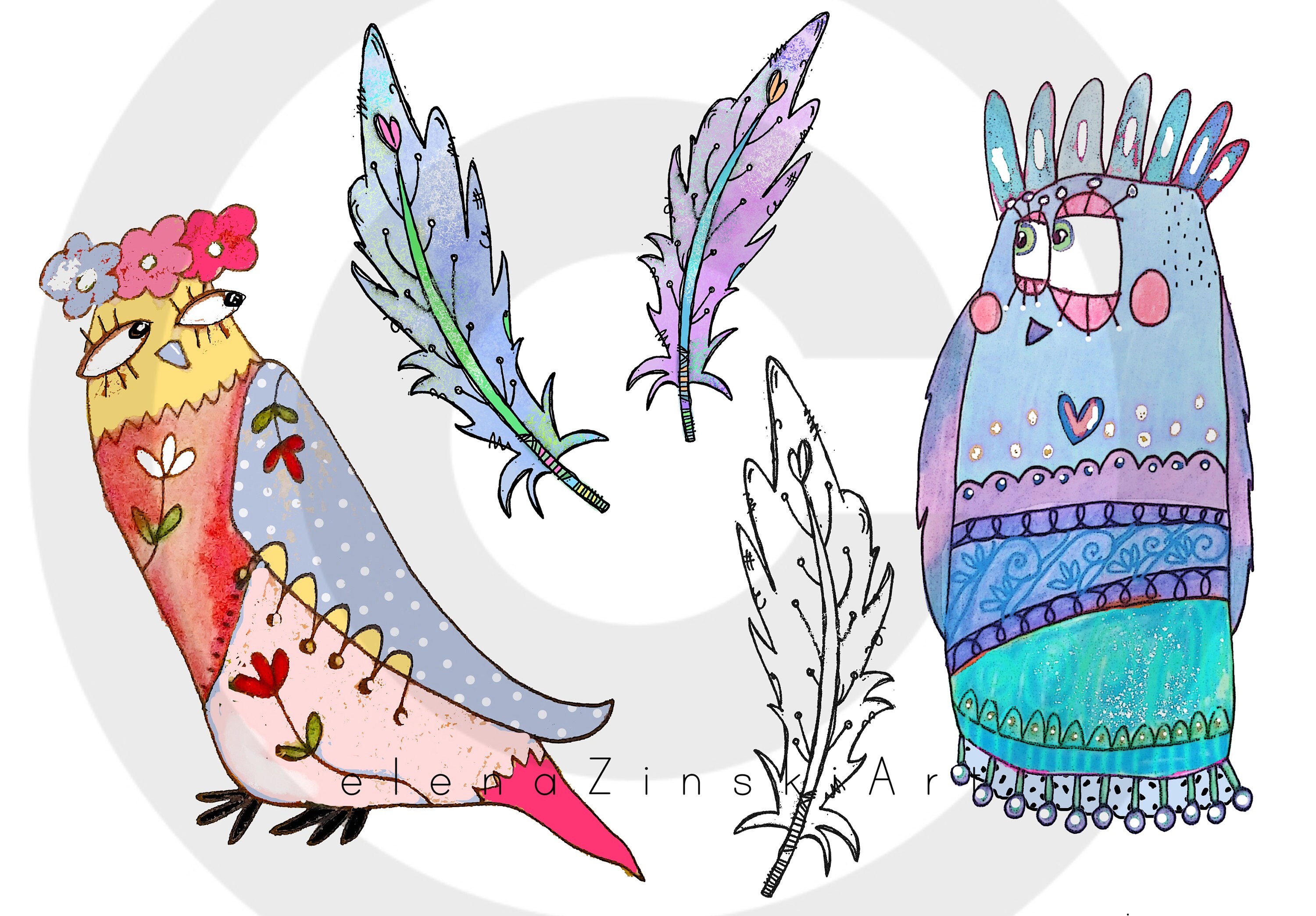 8 Large Collage Birds - Etsy
