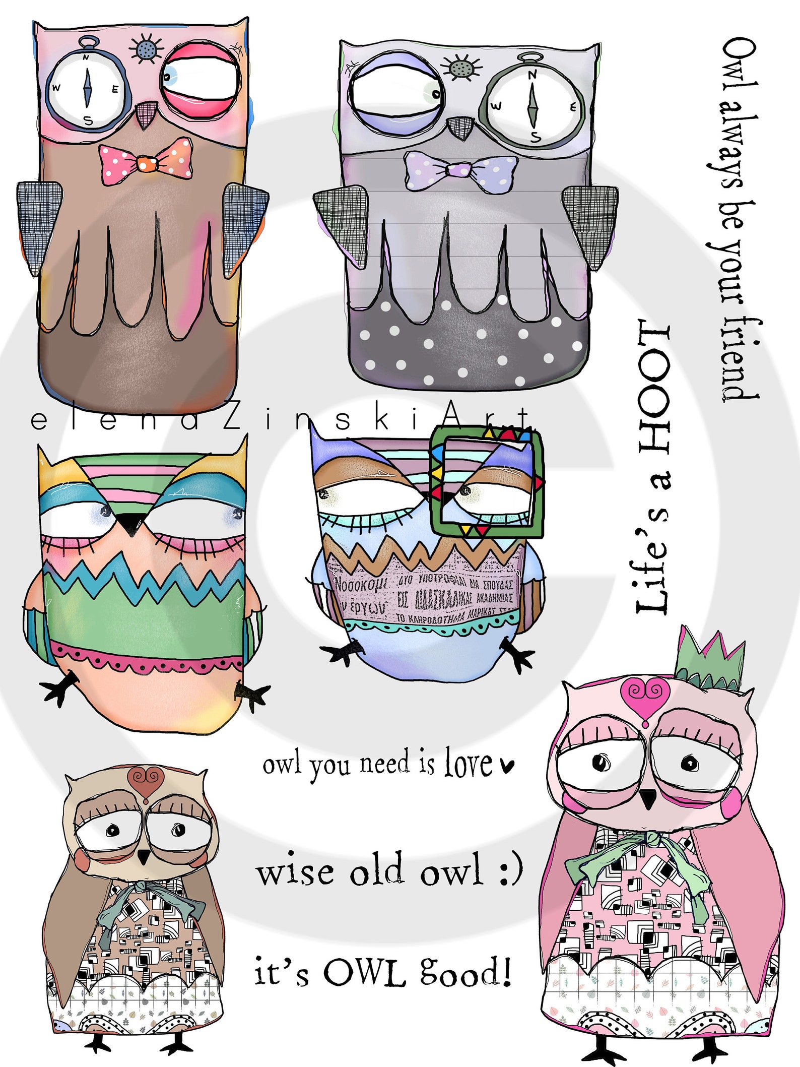 OWLS 5 X A4 Sheets - Etsy UK