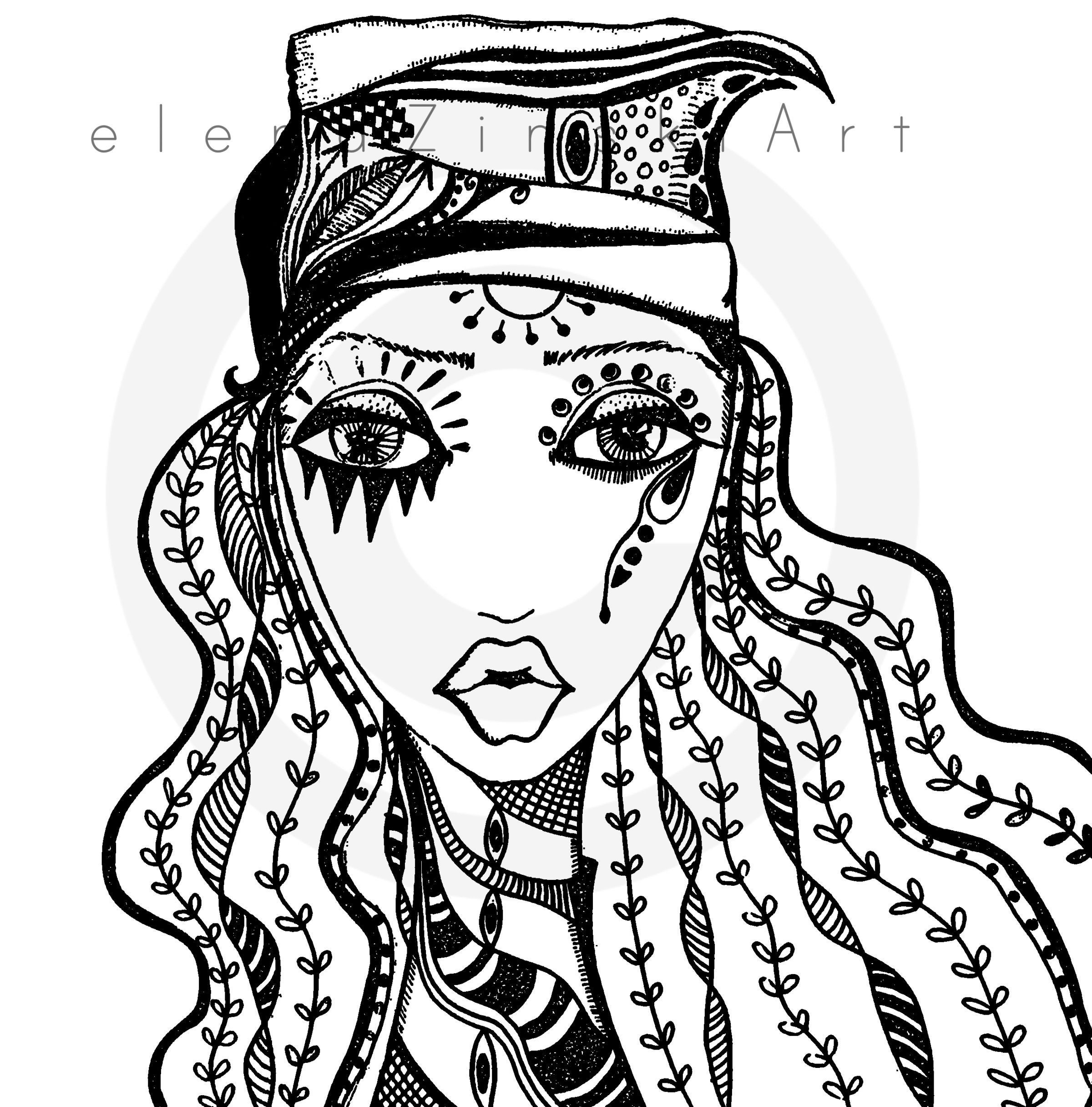 Doodle Girl Digi Stamp - Etsy UK