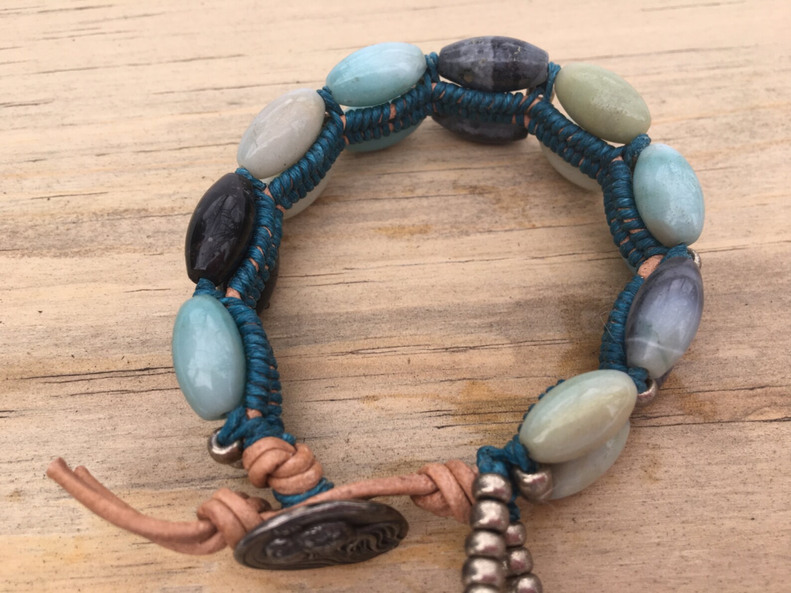 Goldfish Braided Bracelet, Tourmalinated Amazonite Stones, Green Girl ...