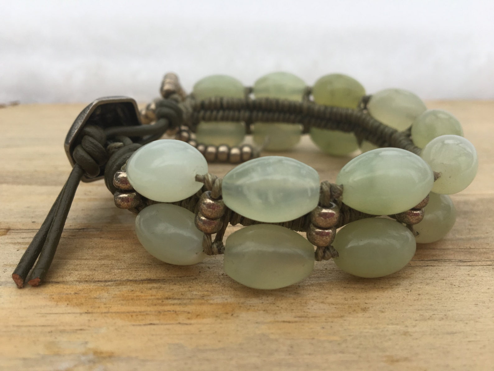 Green Grapes Braided Bracelet, Grape Green New Jade Gemstones, Pewter ...