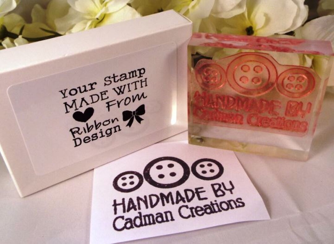 Personalised Stamp, 'button Design', Mounted Polymer Stamp on Clear ...