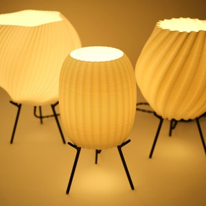 Minimalist Japandi Tripod Style Table Lamp - Ribbed Shape Ø6" 3D ...