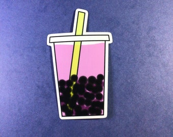 Bubble Tea Boba Shiba Inu Sticker Vinyl Sticker, Laptop Sticker ...