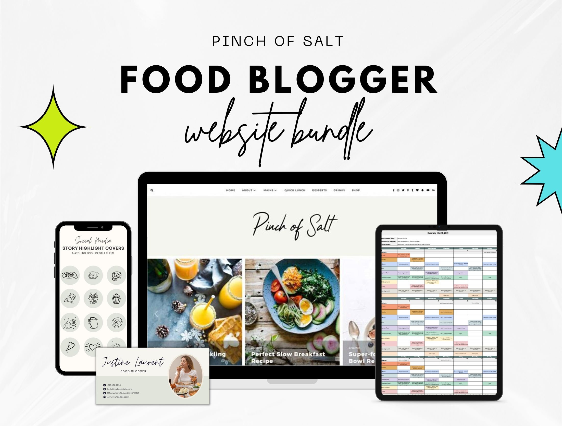 Food Blogger Wordpress Bundle, All in One Wordpress Blog, Foodie ...