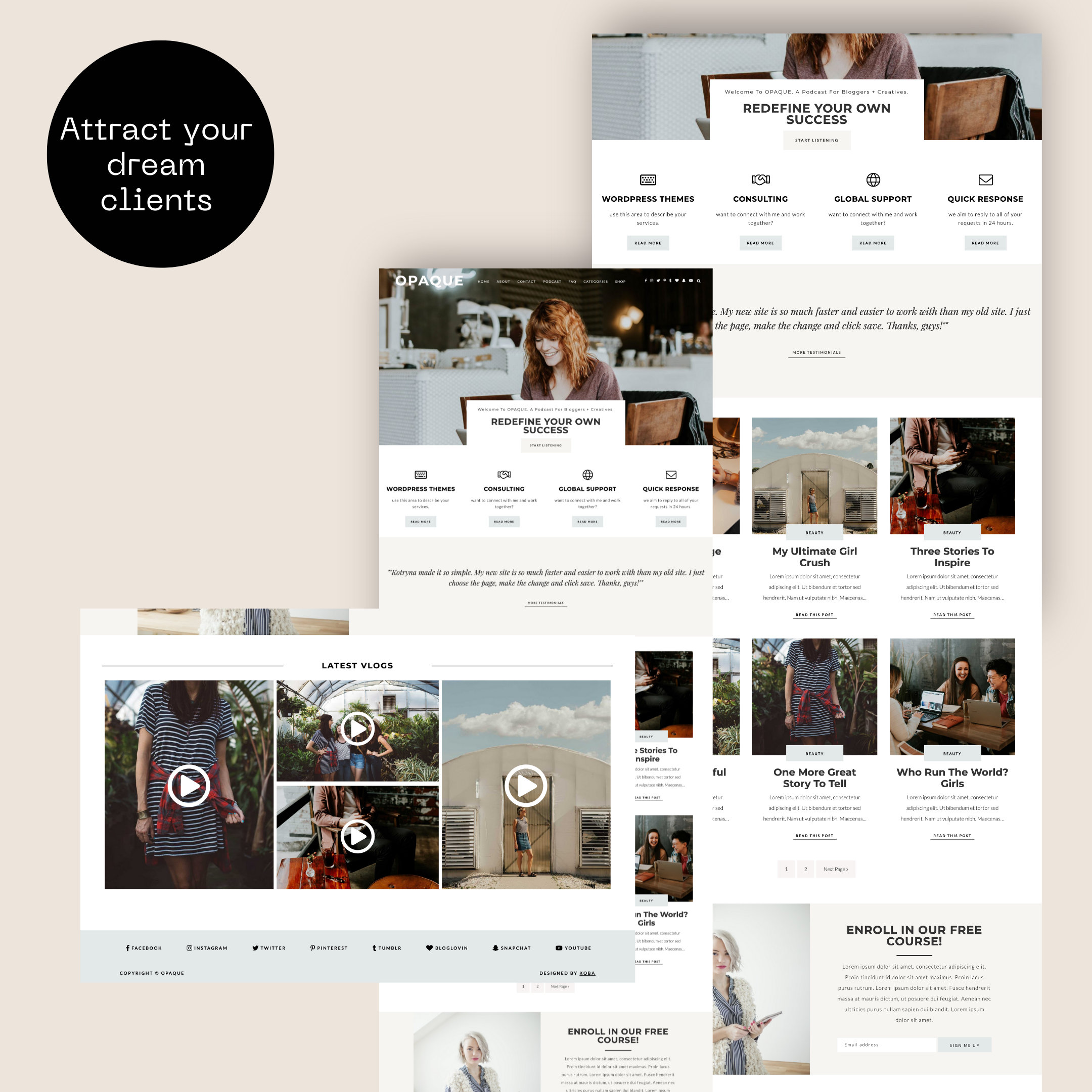 Responsive Wordpress Theme "opaque" | Website Design Podcast Business ...